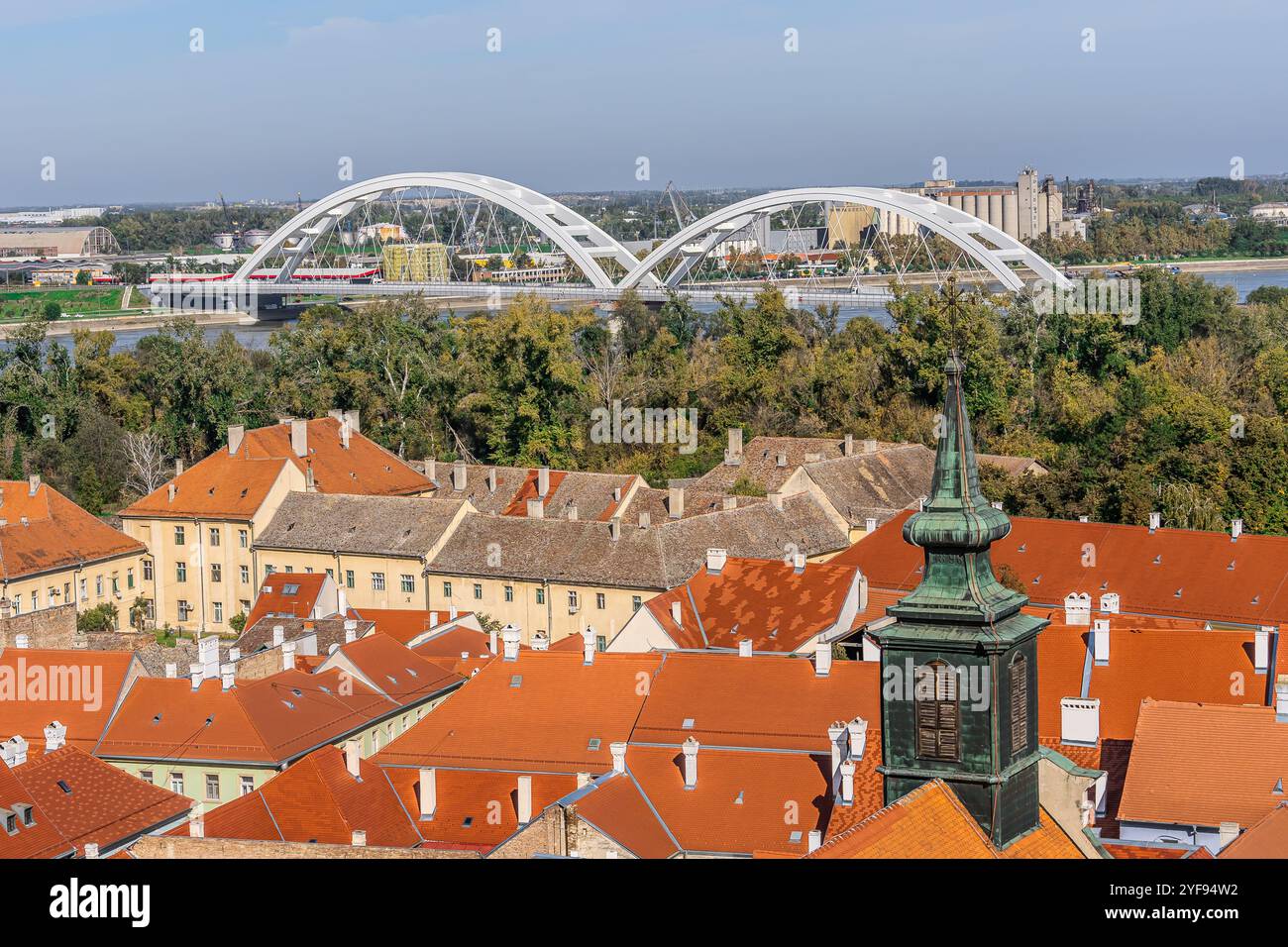cityscape of Novi Sad from the historic vantage point of Petrovaradin ...