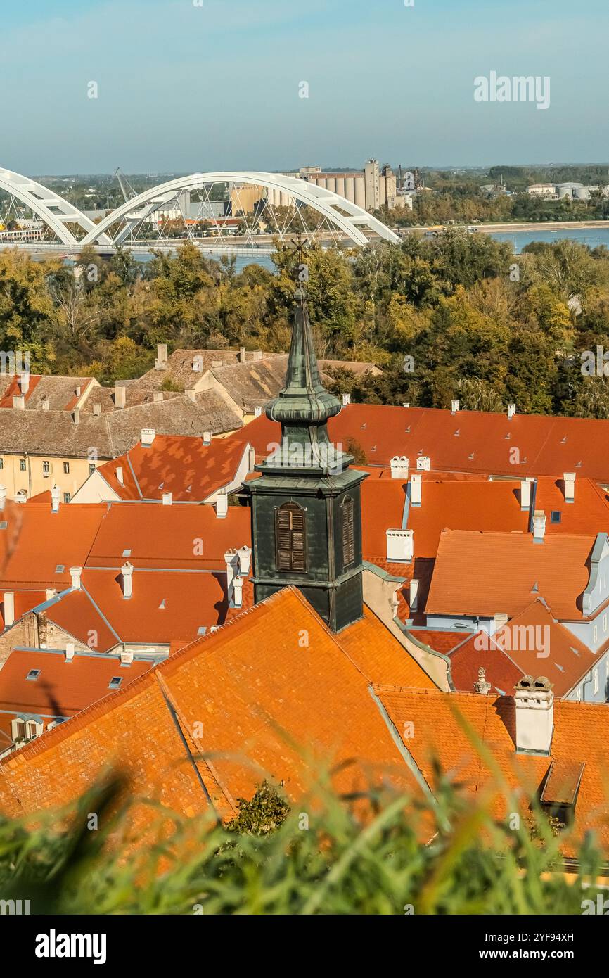 cityscape of Novi Sad from the historic vantage point of Petrovaradin ...