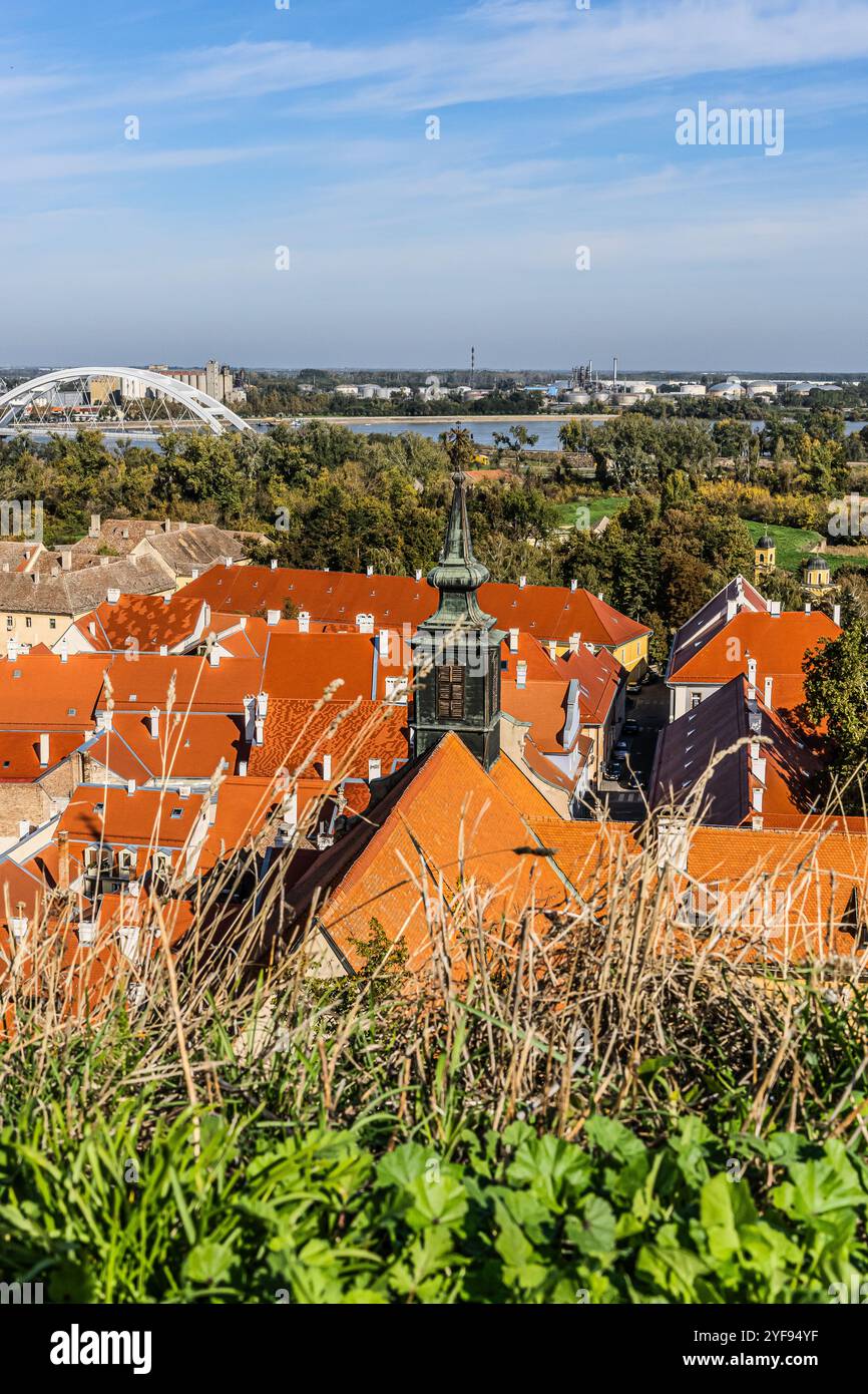 cityscape of Novi Sad from the historic vantage point of Petrovaradin ...