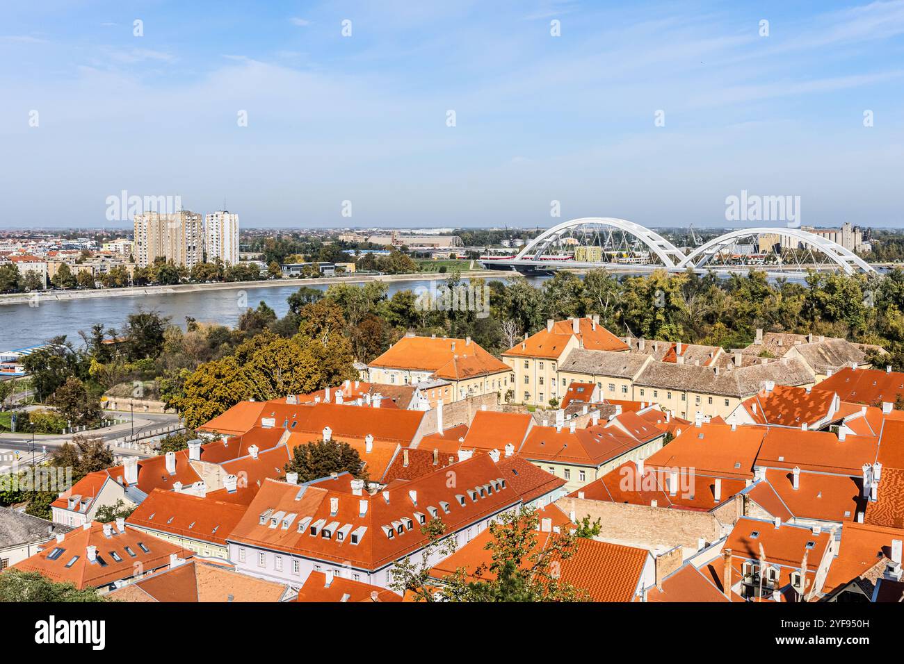 cityscape of Novi Sad from the historic vantage point of Petrovaradin ...