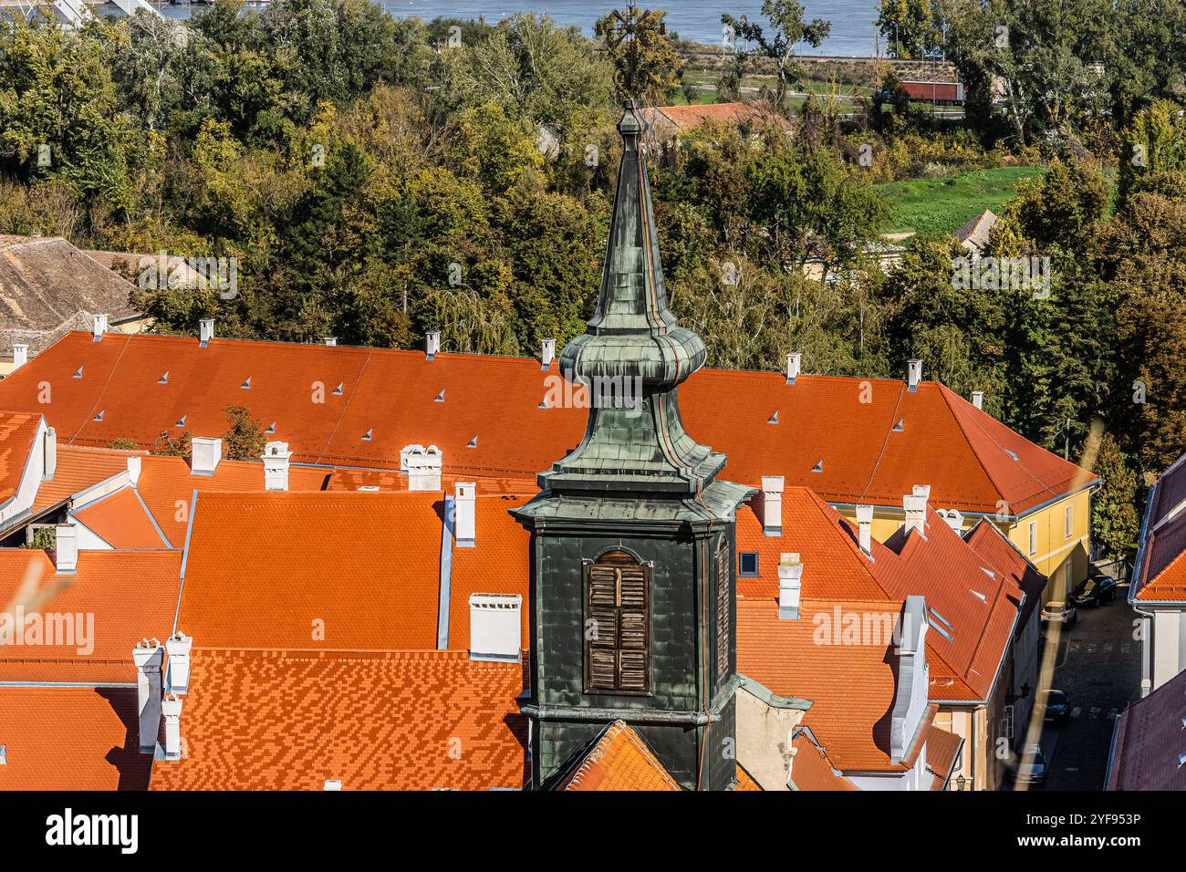 cityscape of Novi Sad from the historic vantage point of Petrovaradin ...