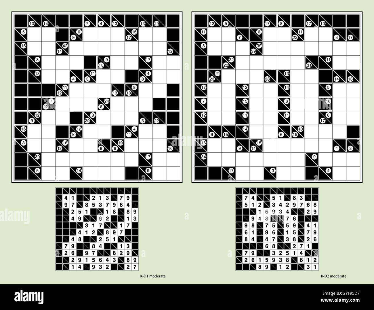 Kakuro puzzles vector set 04 MK II. 12x12 grid. Rotational symmetry ...