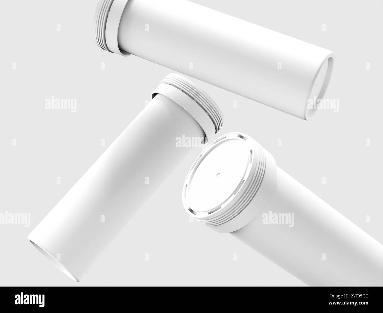 Realistic 3D Plastic effervescent tablets medical tube mockups isolated ...