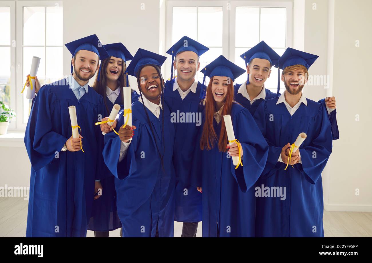Multinational Graduating Class: Smiling Students with Diplomas Stock ...