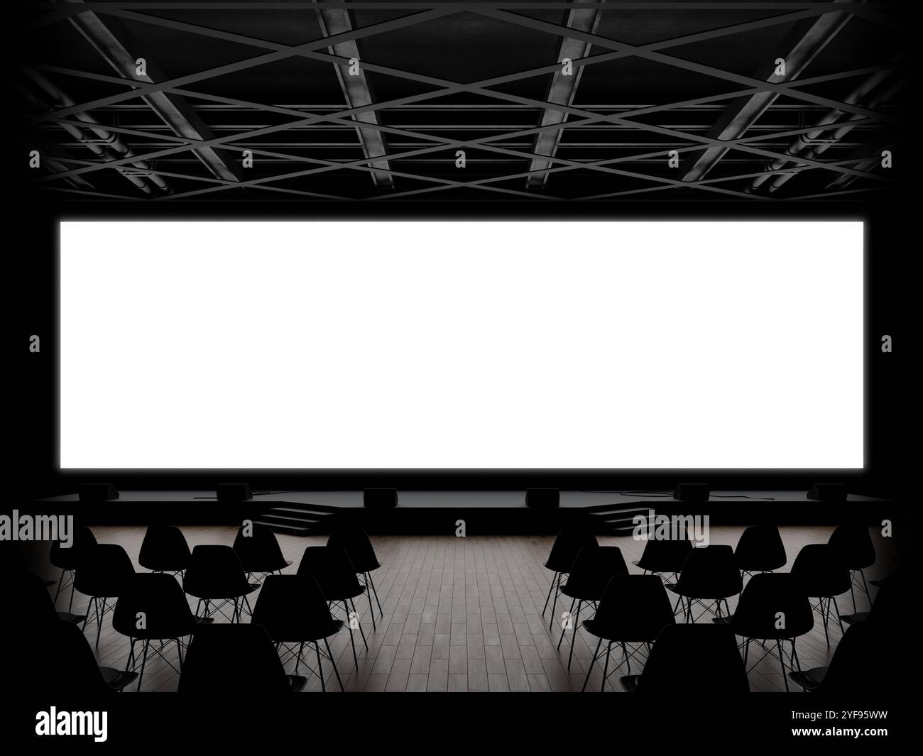 Realistic White Blank Conference Presentation in Hall Background Stock ...
