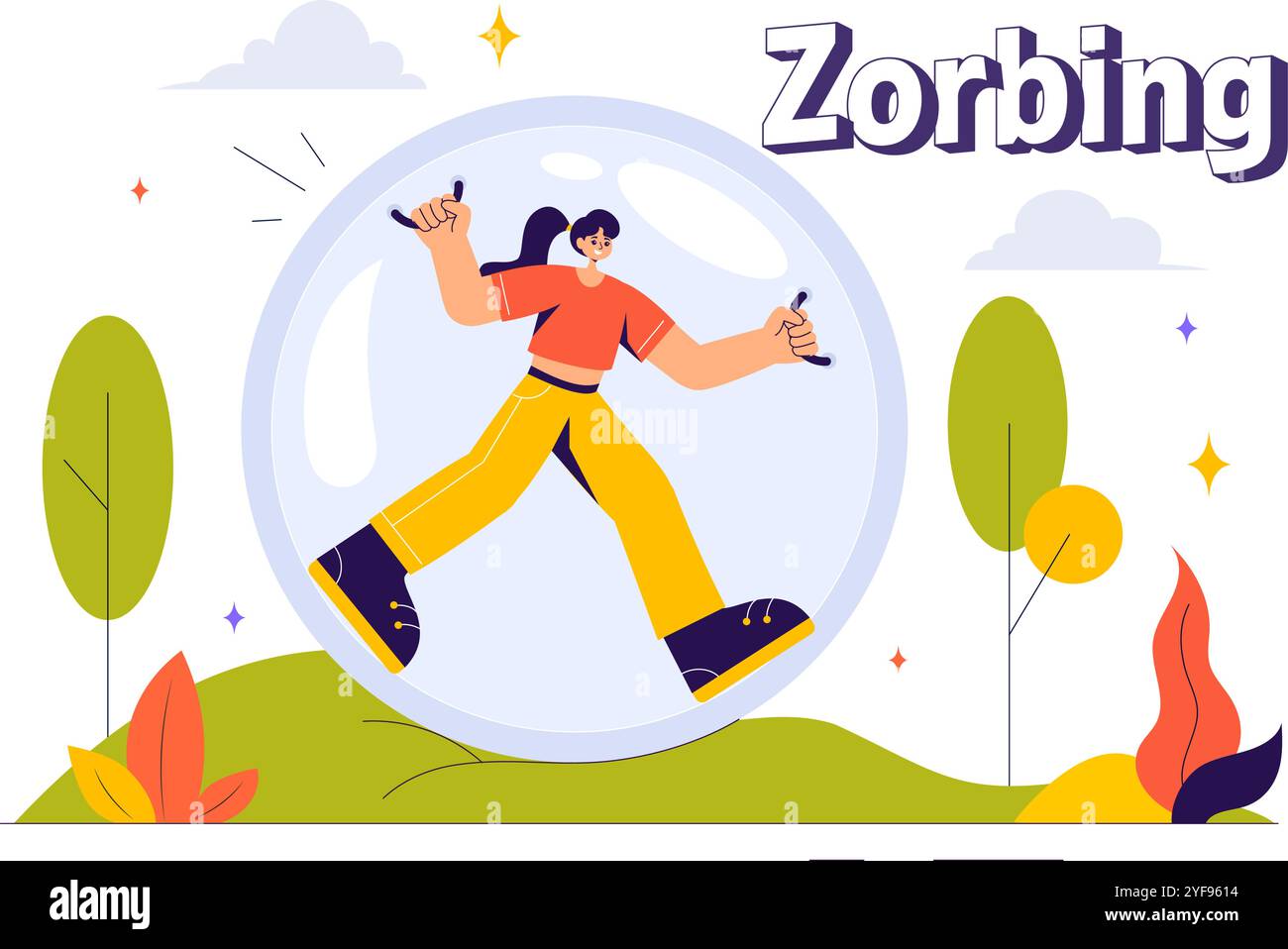 Zorbing Vector Illustration featuring People Enjoying Bubble Bump Games ...