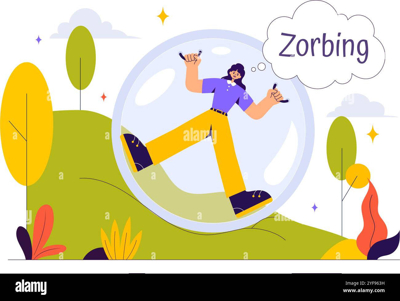 Zorbing Vector Illustration featuring People Enjoying Bubble Bump Games ...