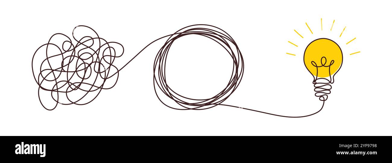 Light bulbs with confused concept of chaos. Complex way from start to ...