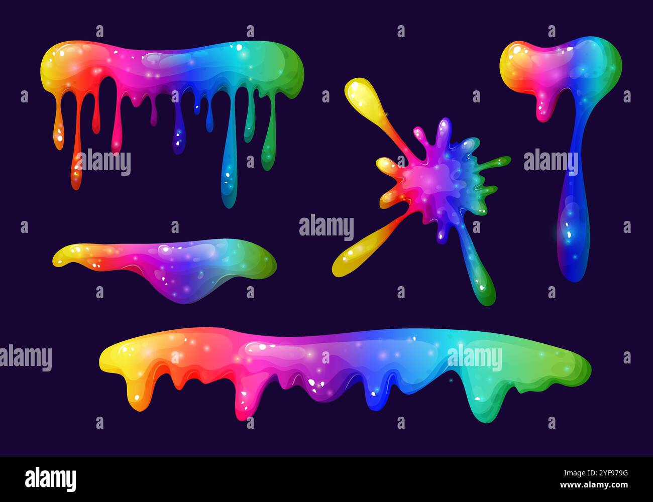Dripping rainbow slime illustration with vibrant colors. Rainbow splash ...