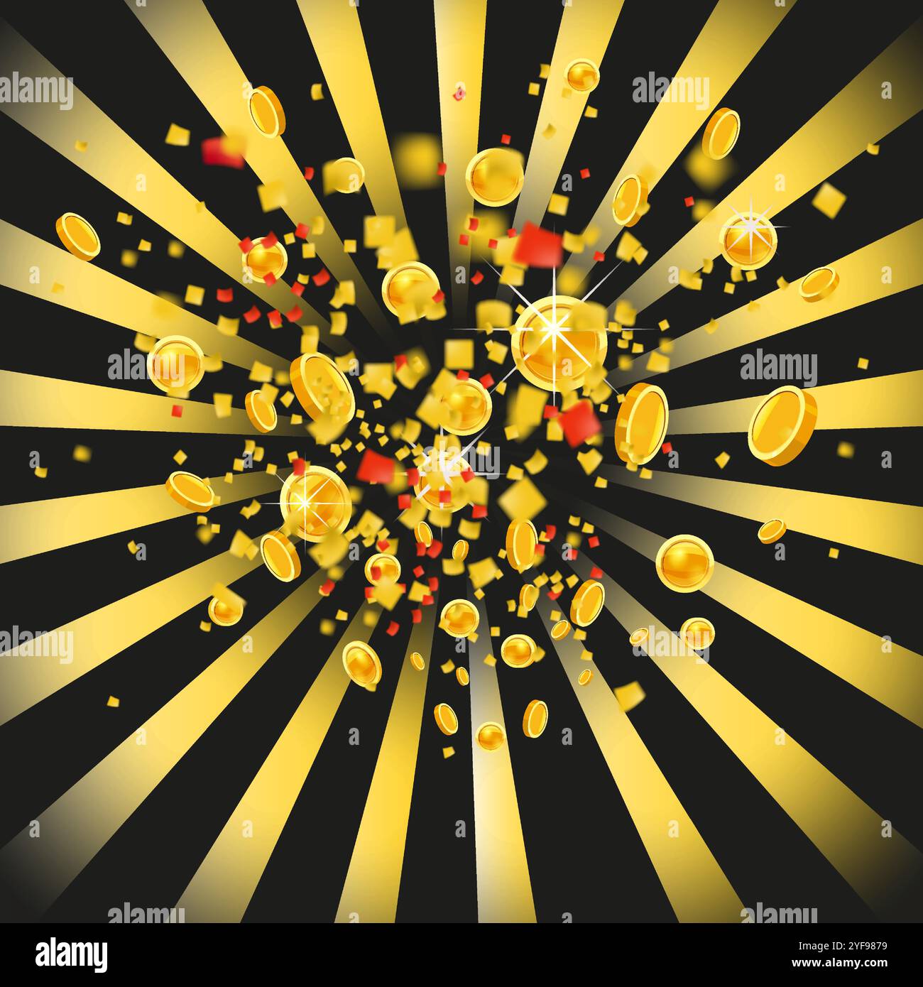 Explosion gold coin, ray burst background Stock Vector Image & Art - Alamy