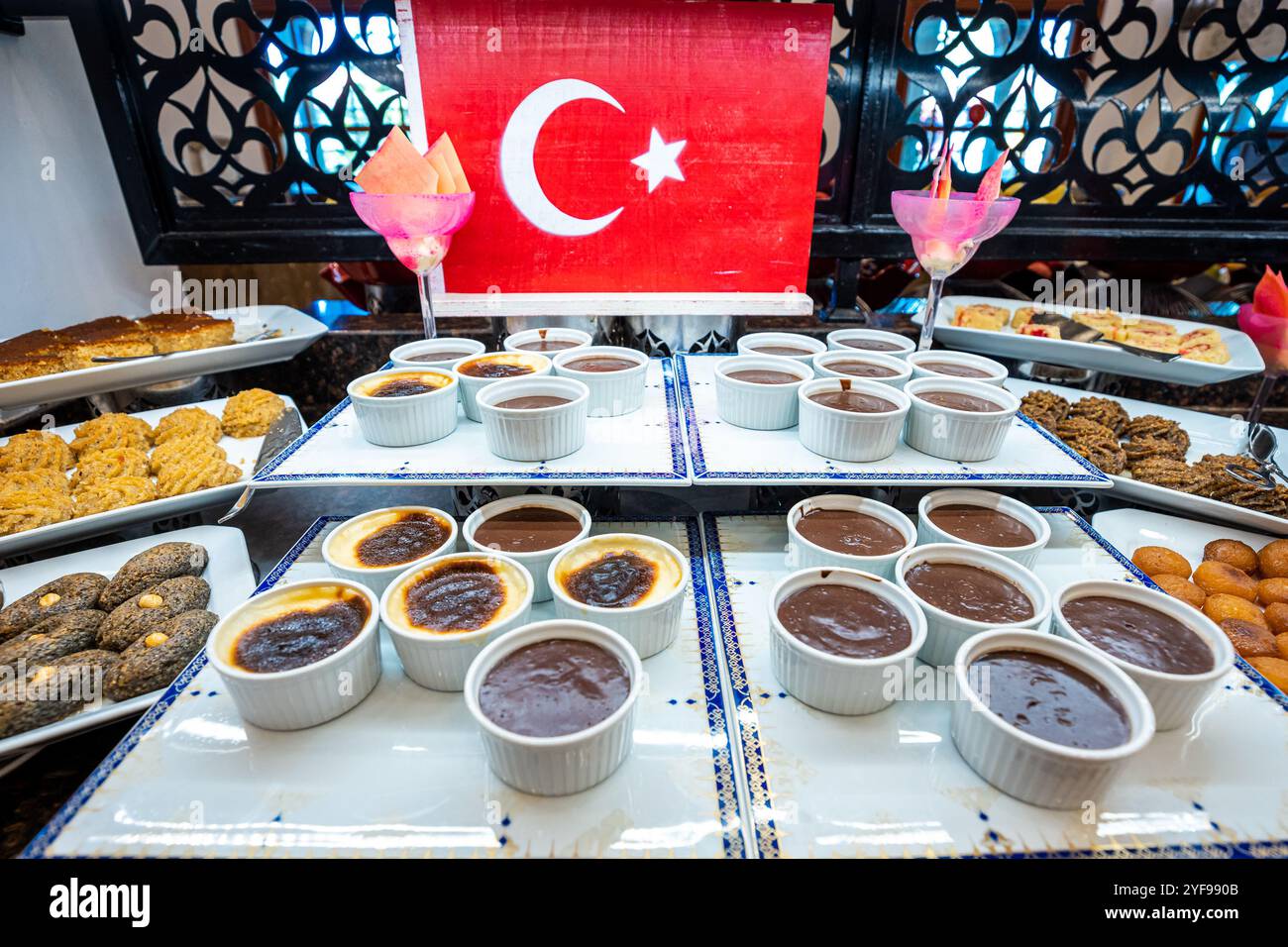 variety of sweets on display in a luxury Turkish hotel, showcasing the ...