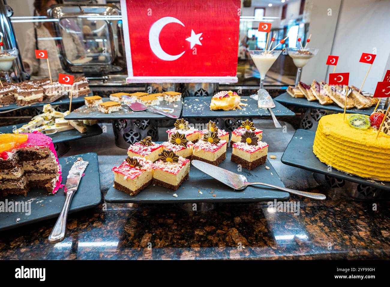 variety of sweets on display in a luxury Turkish hotel, showcasing the ...