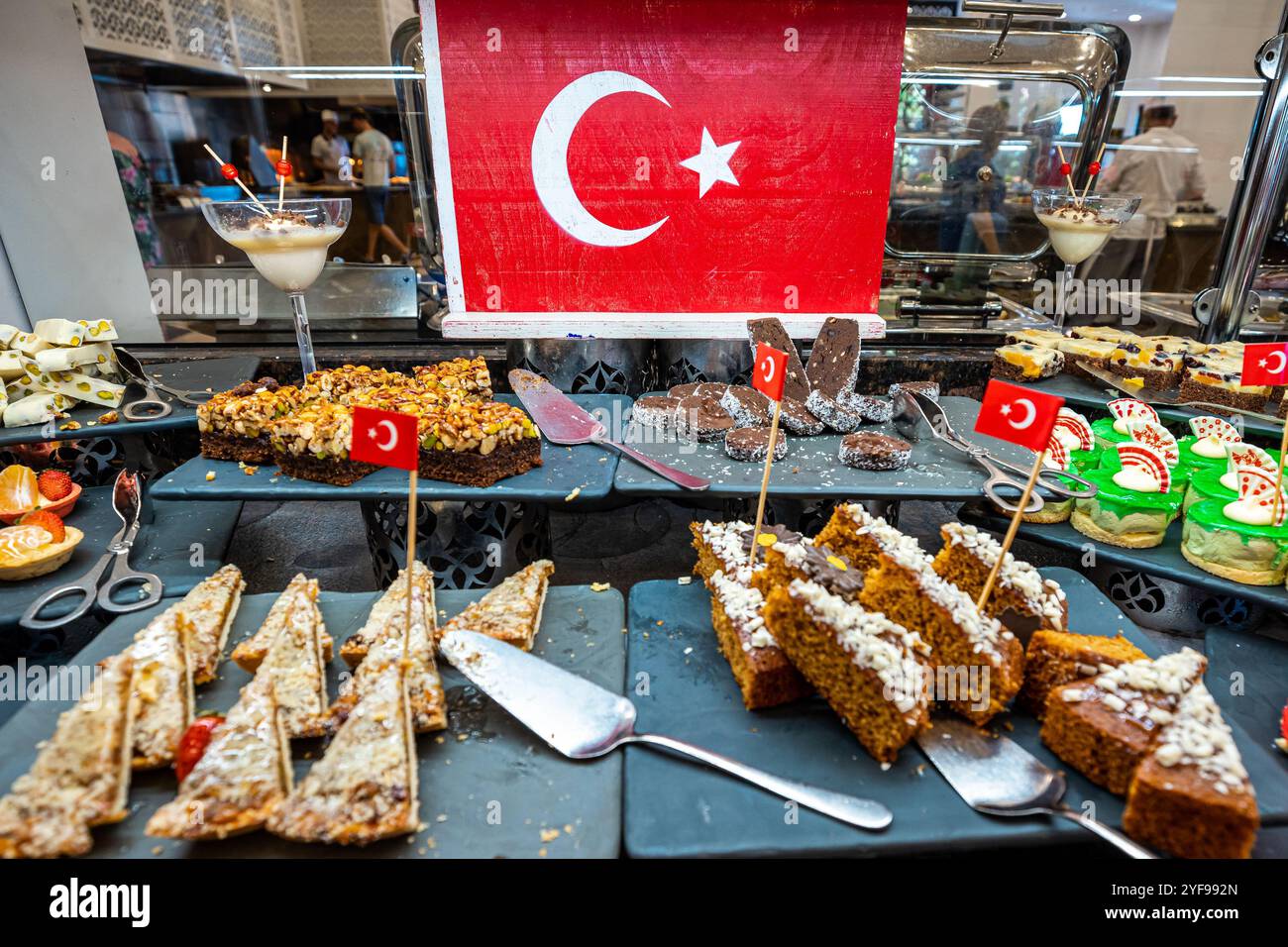 variety of sweets on display in a luxury Turkish hotel, showcasing the ...