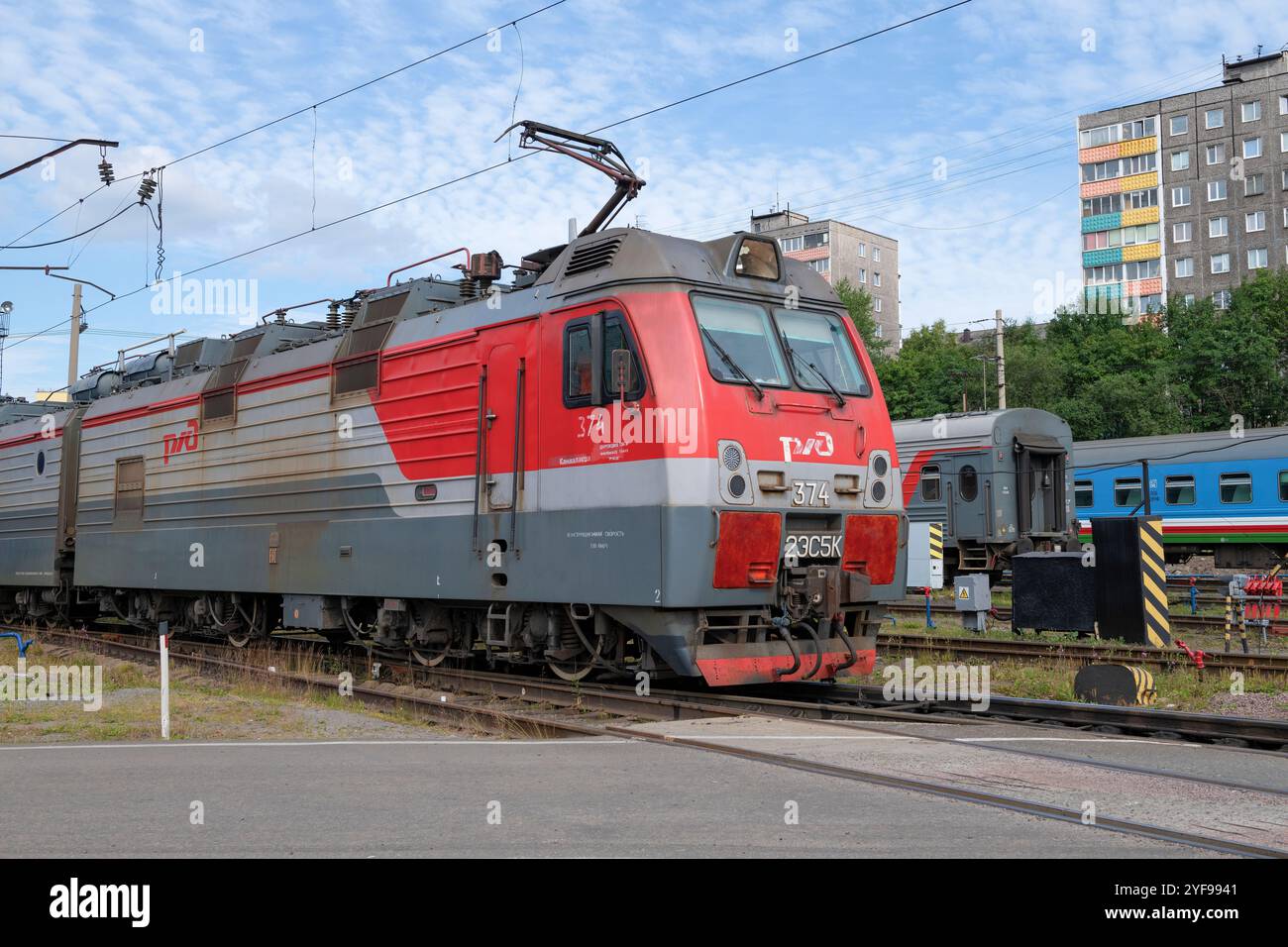 MURMANSK, RUSSIA - JULY 28, 2024: Russian AC electric locomotive 2ES5K ...