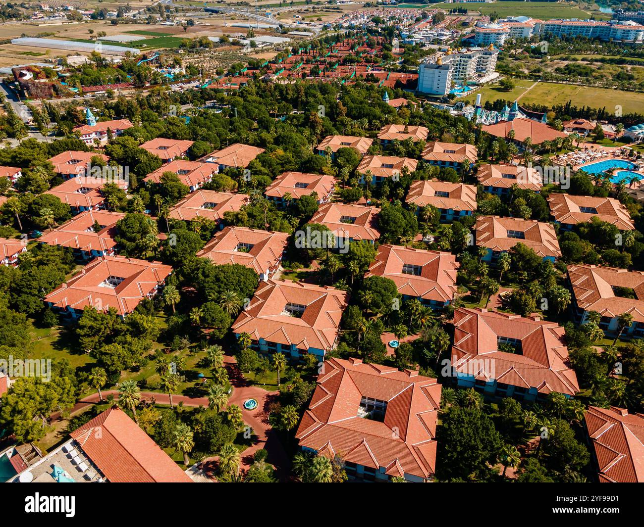aerial view of a luxurious tropical hotel resort, showcasing the ...