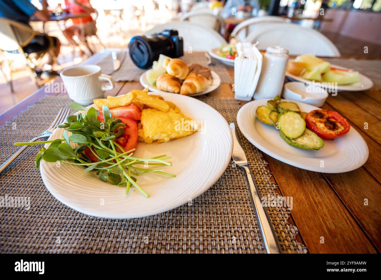 traditional breakfast spread in a luxurious hotel, showcasing the rich ...
