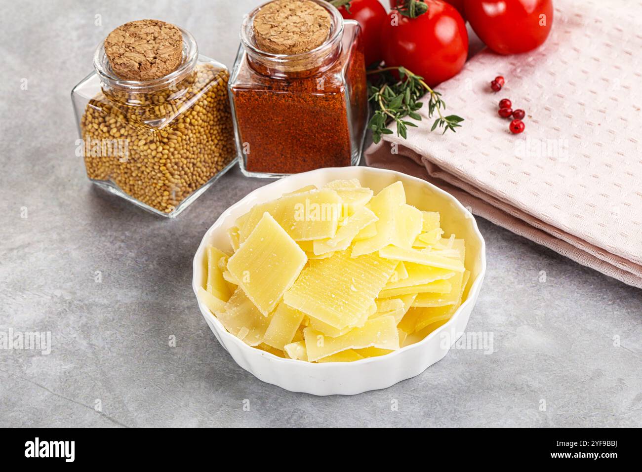Delicous Sliced parmesan cheese in the bowl Stock Photo - Alamy