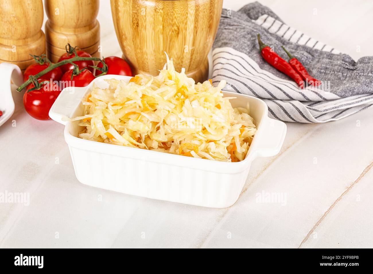 Homemade fermented cabbage with carrot Sauerkraut Stock Photo - Alamy