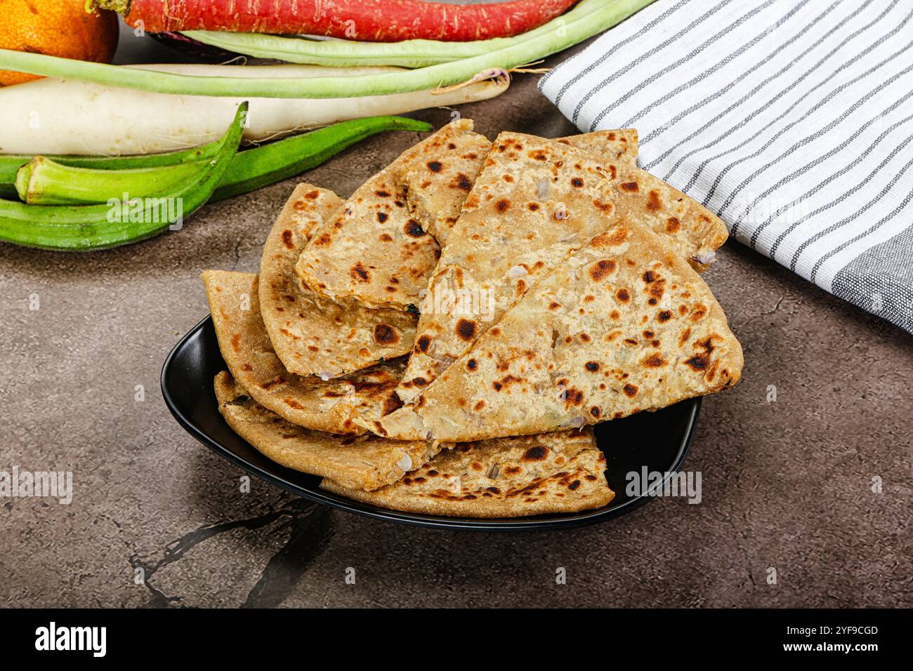 Indian vegetarian Aloo Paratha - bread with potato Stock Photo - Alamy