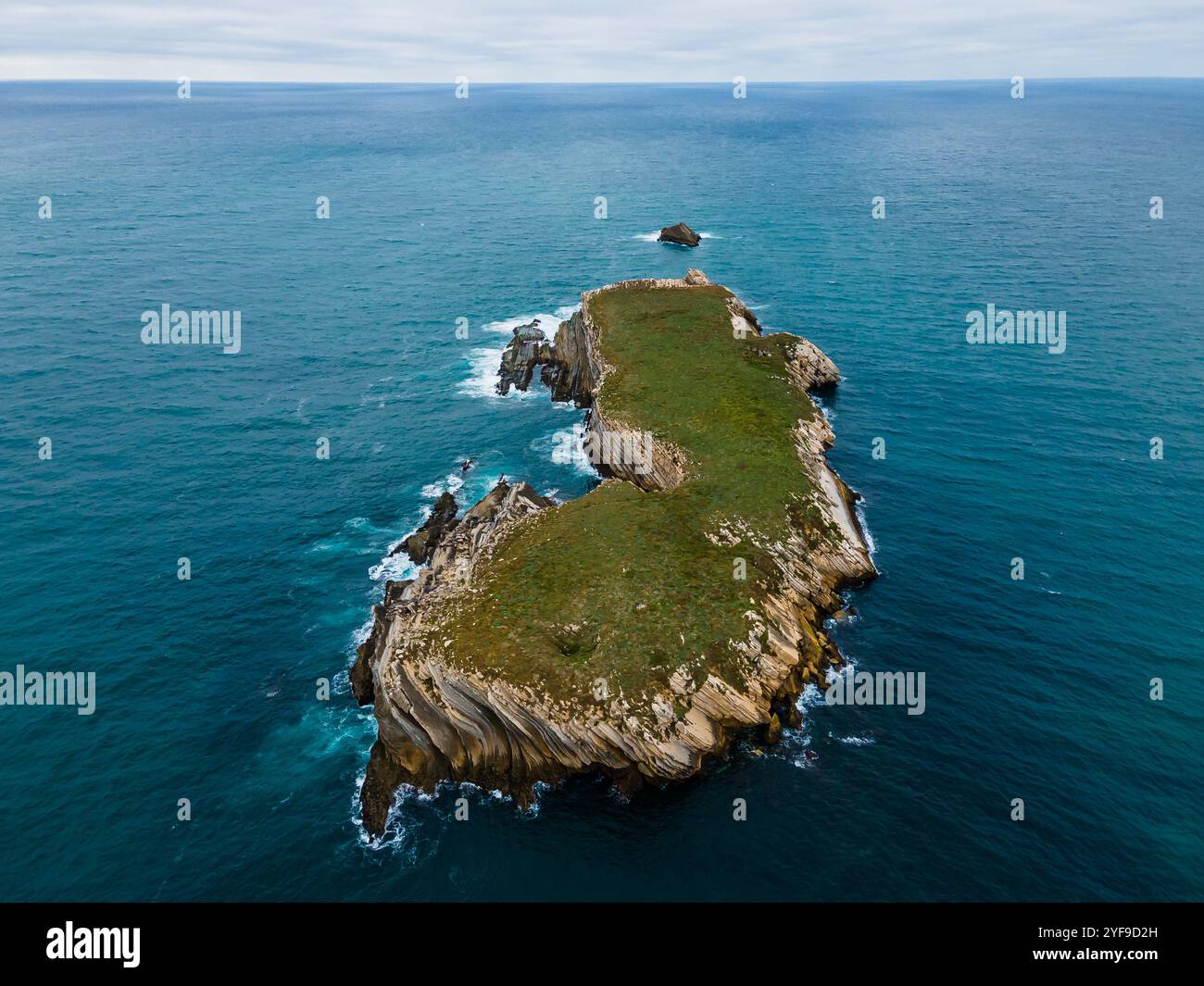 Aerial view of island Baleal naer Peniche on the shore of the ocean in ...