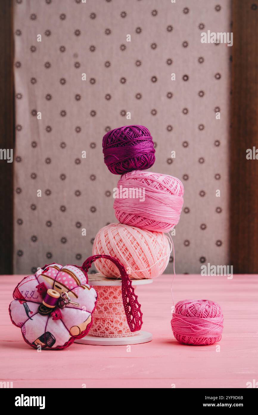 Vertical photo of skeins stacked on top of each other. Vibrant yarn ...