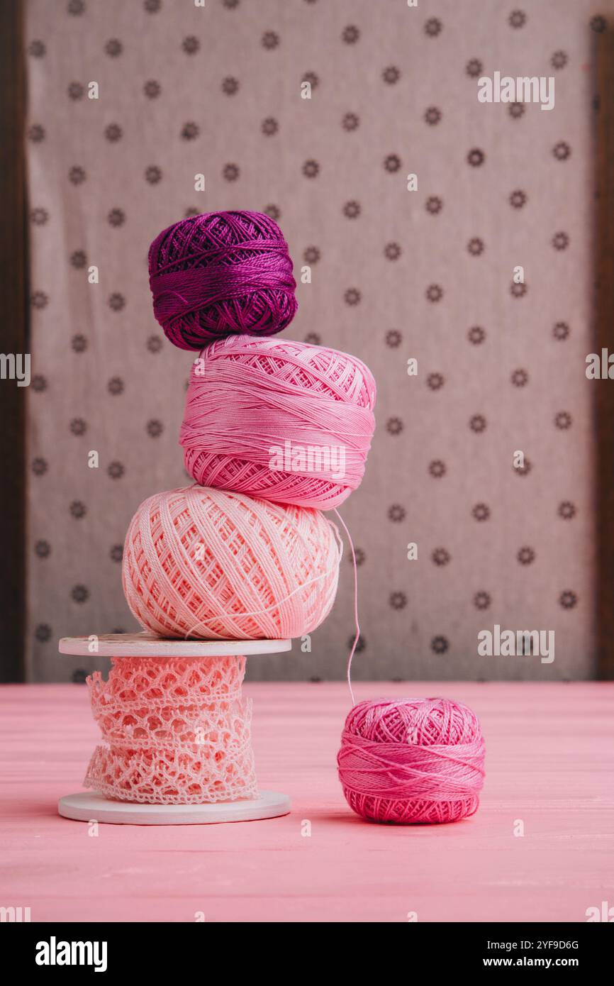 Vertical photo of skeins stacked on top of each other. Vibrant yarn ...