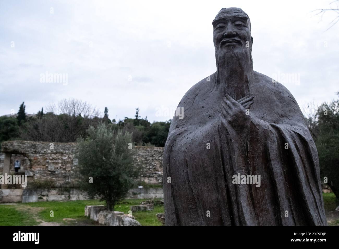 Statue of Socrates and Confucius in the Ancient Agora of Athens capital ...