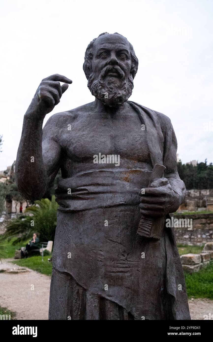 Statue of Socrates and Confucius in the Ancient Agora of Athens capital ...