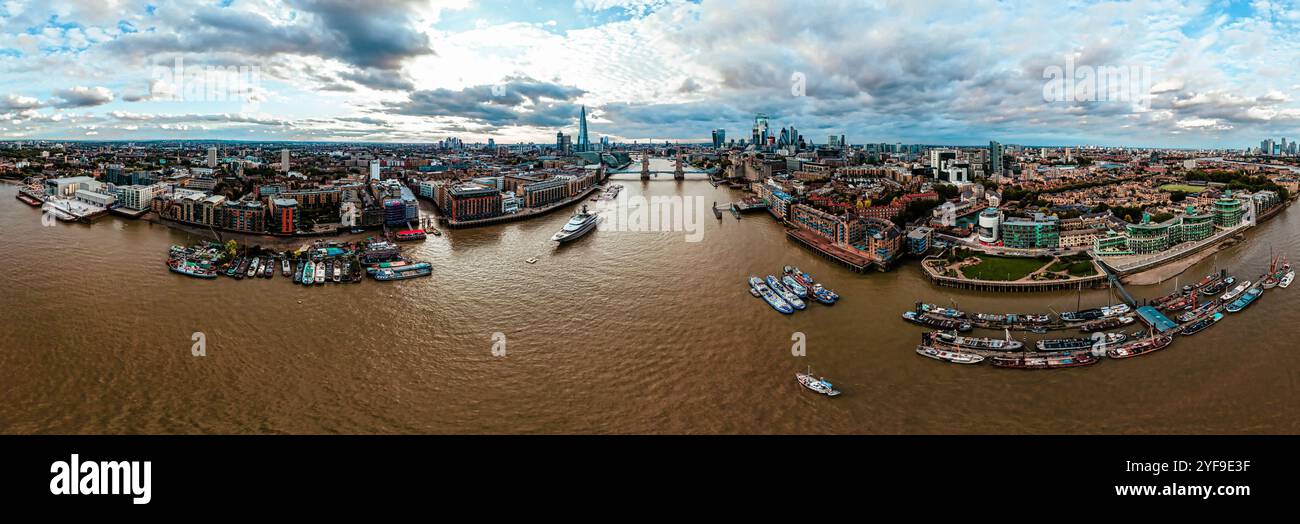 Aerial view of the Tower Bridge in London. One of London's most famous ...