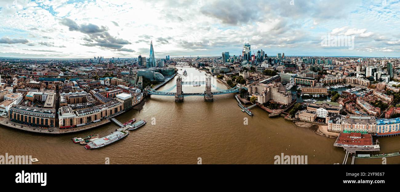 Aerial view of the Tower Bridge in London. One of London's most famous ...