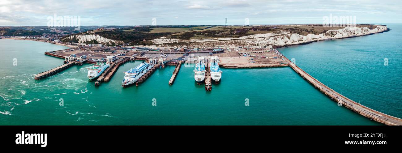 Dover, United Kingdom - September 14, 2021: Aerial panoramic view of ...