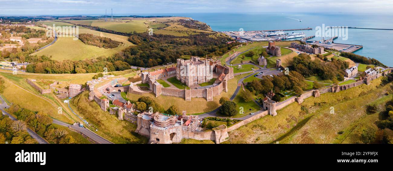 Aerial view of the Dover Castle. The most iconic of all English ...