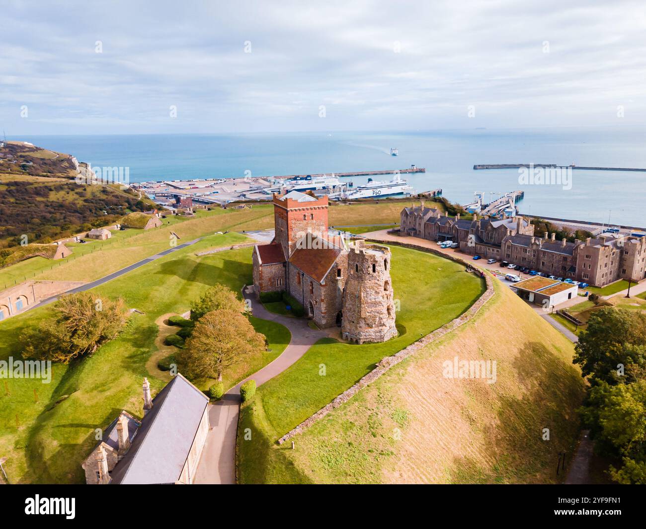 Aerial view of the Dover Castle. The most iconic of all English ...