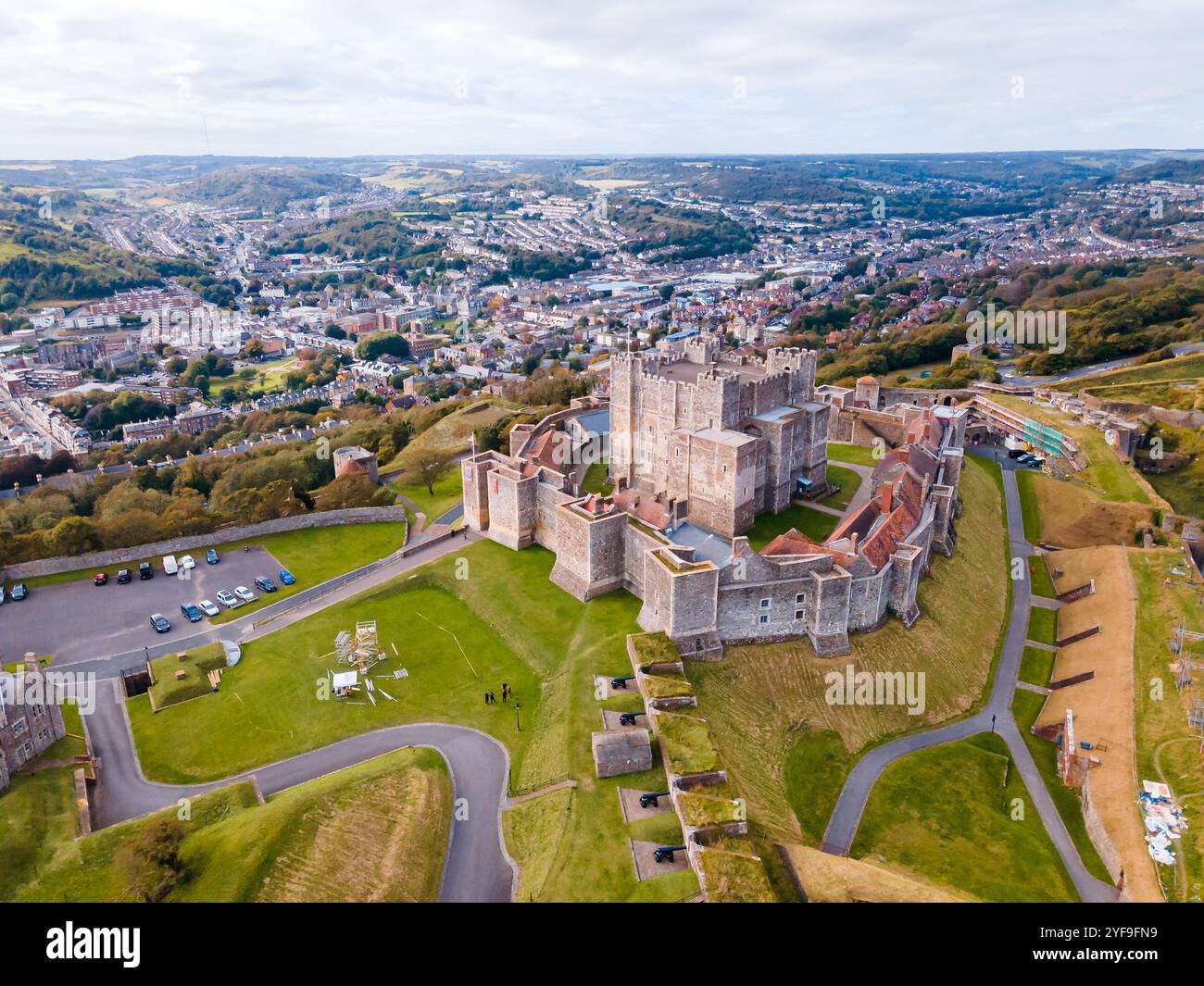 Aerial view of the Dover Castle. The most iconic of all English ...