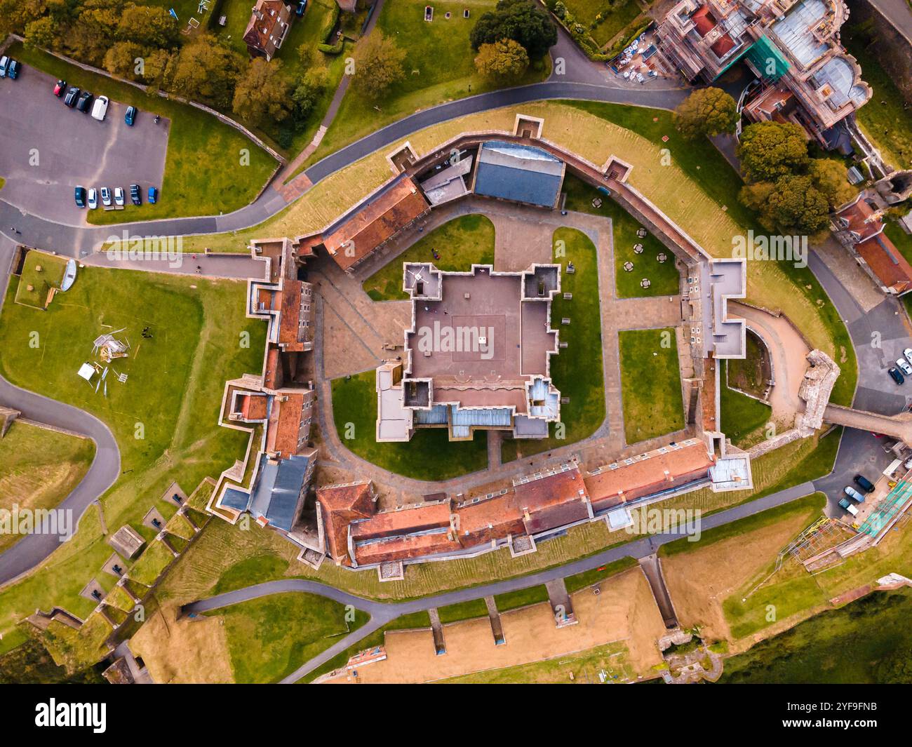 Aerial view of the Dover Castle. The most iconic of all English ...