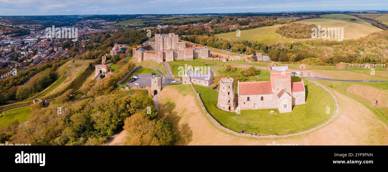 Aerial view of the Dover Castle. The most iconic of all English ...
