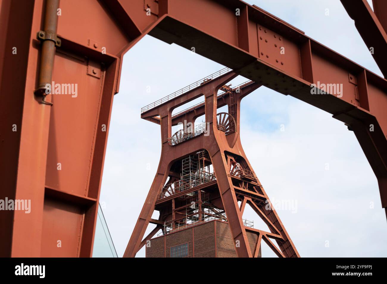 Zollverein Essen, mine tower at Unesco World Heritage site with ...