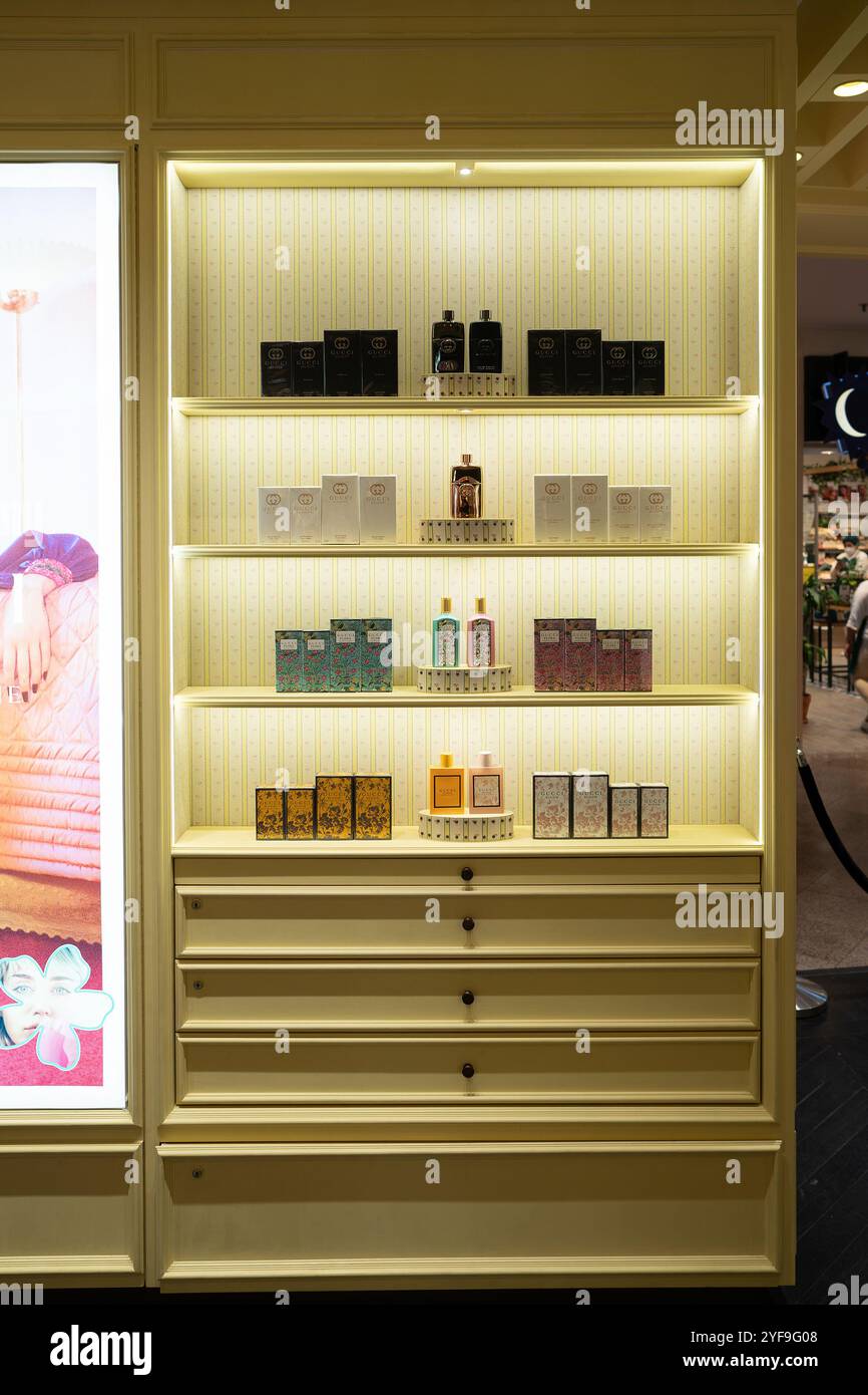 KUALA LUMPUR, MALAYSIA - MARCH 11, 2023: Gucci products on display as ...