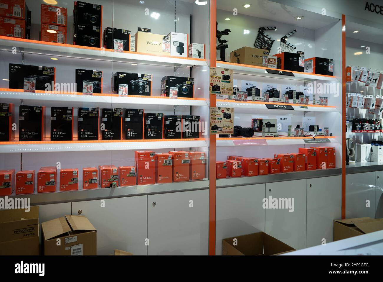 KUALA LUMPUR, MALAYSIA - MARCH 11, 2023: cameras on display at Sony ...