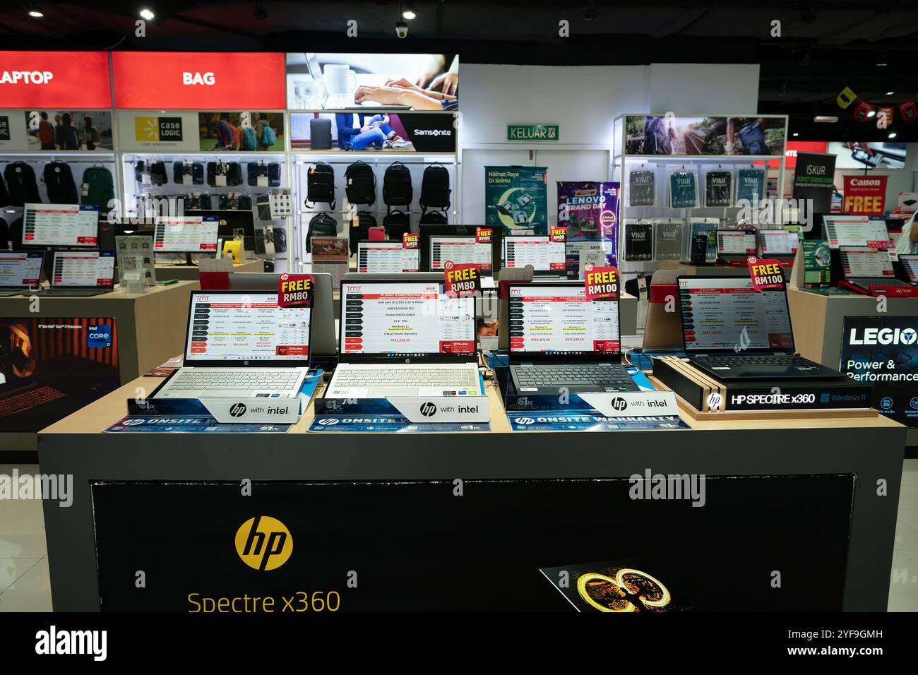 KUALA LUMPUR, MALAYSIA - MARCH 12, 2023: laptops on display at TMT ...