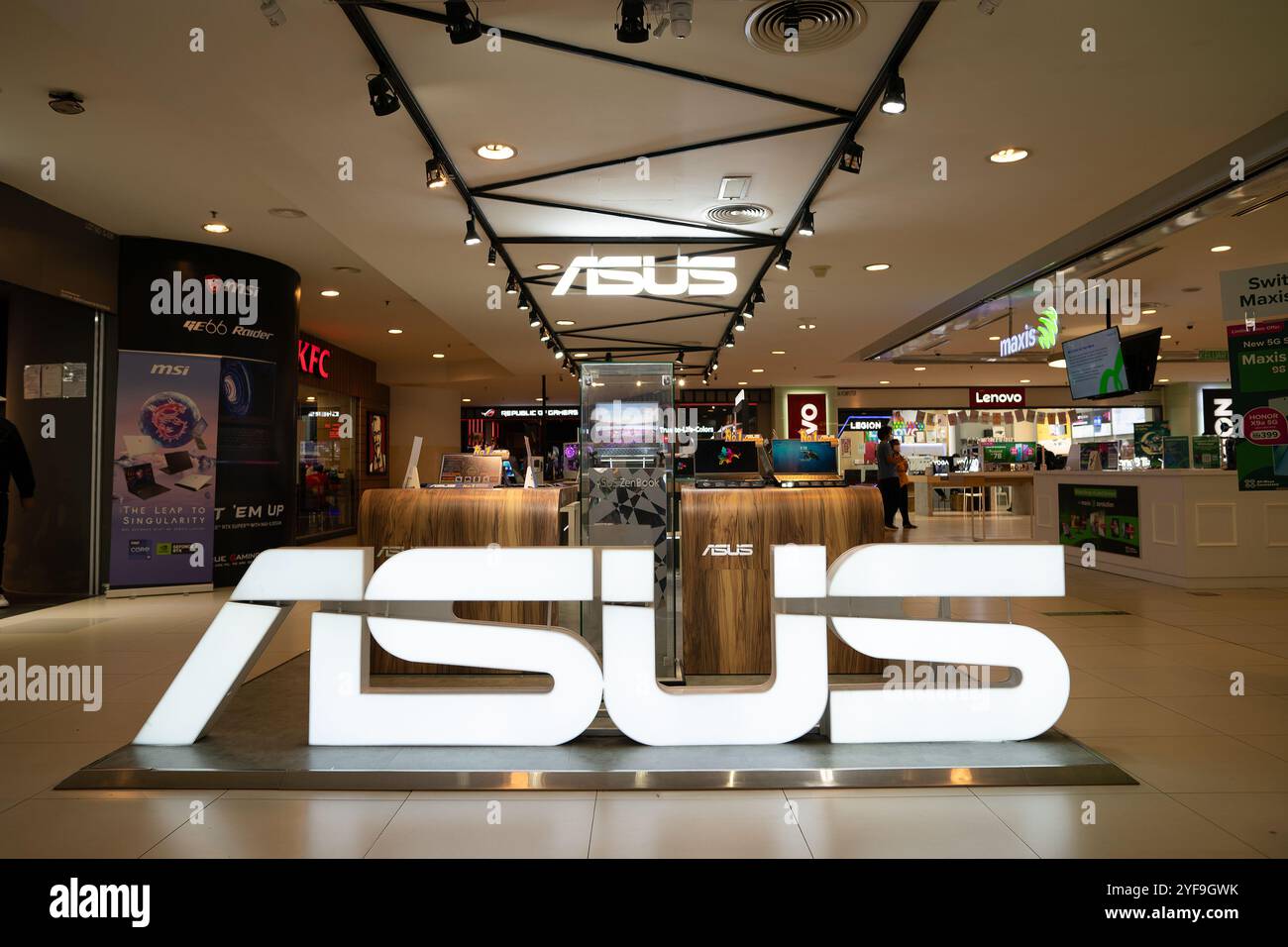 KUALA LUMPUR, MALAYSIA - MARCH 12, 2023: Asus sign as seen inside Plaza ...
