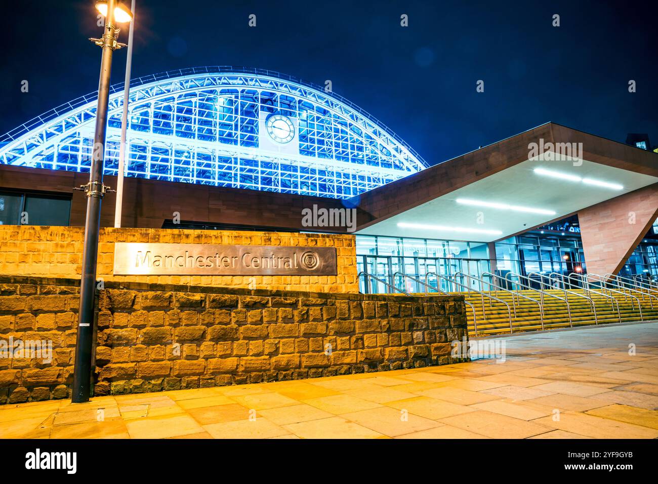 Manchester, UK. September 15, 2021: Night view of the Manchester ...