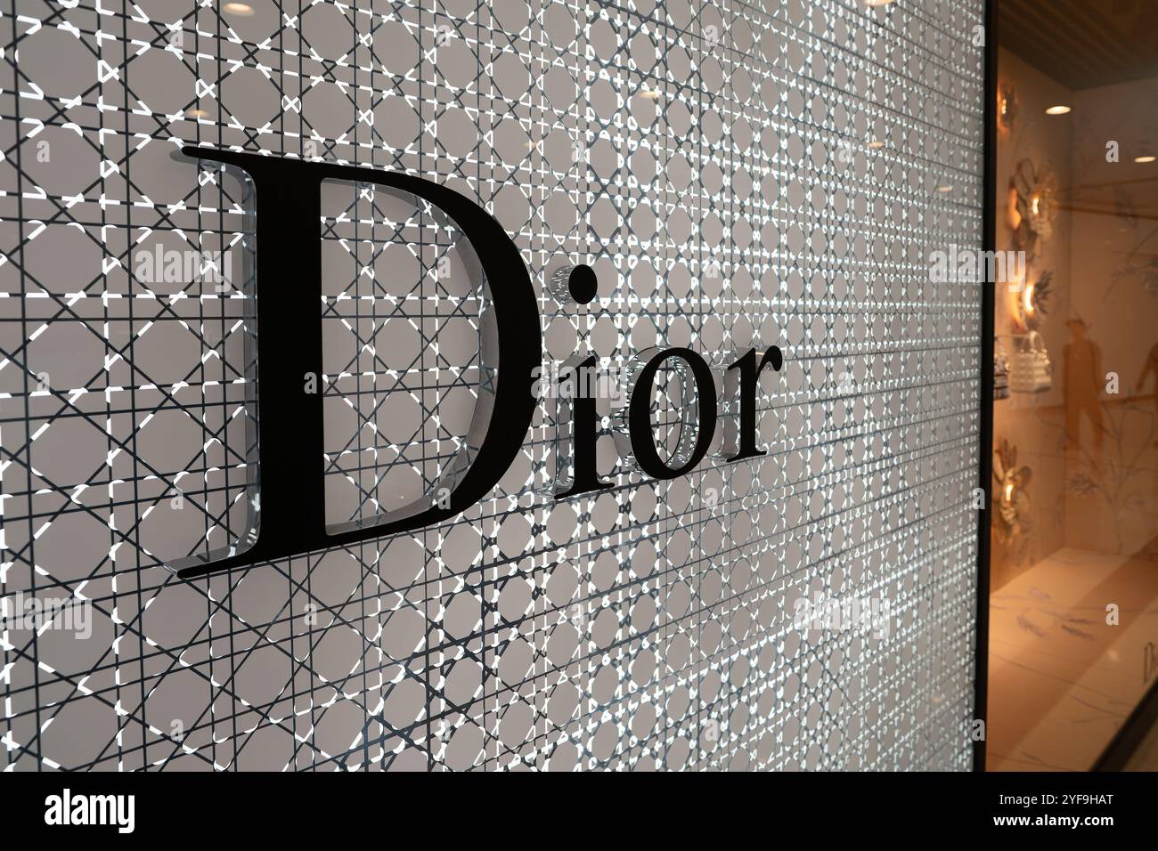 KUALA LUMPUR, MALAYSIA - MARCH 15, 2023: close up shot of Dior sign as ...