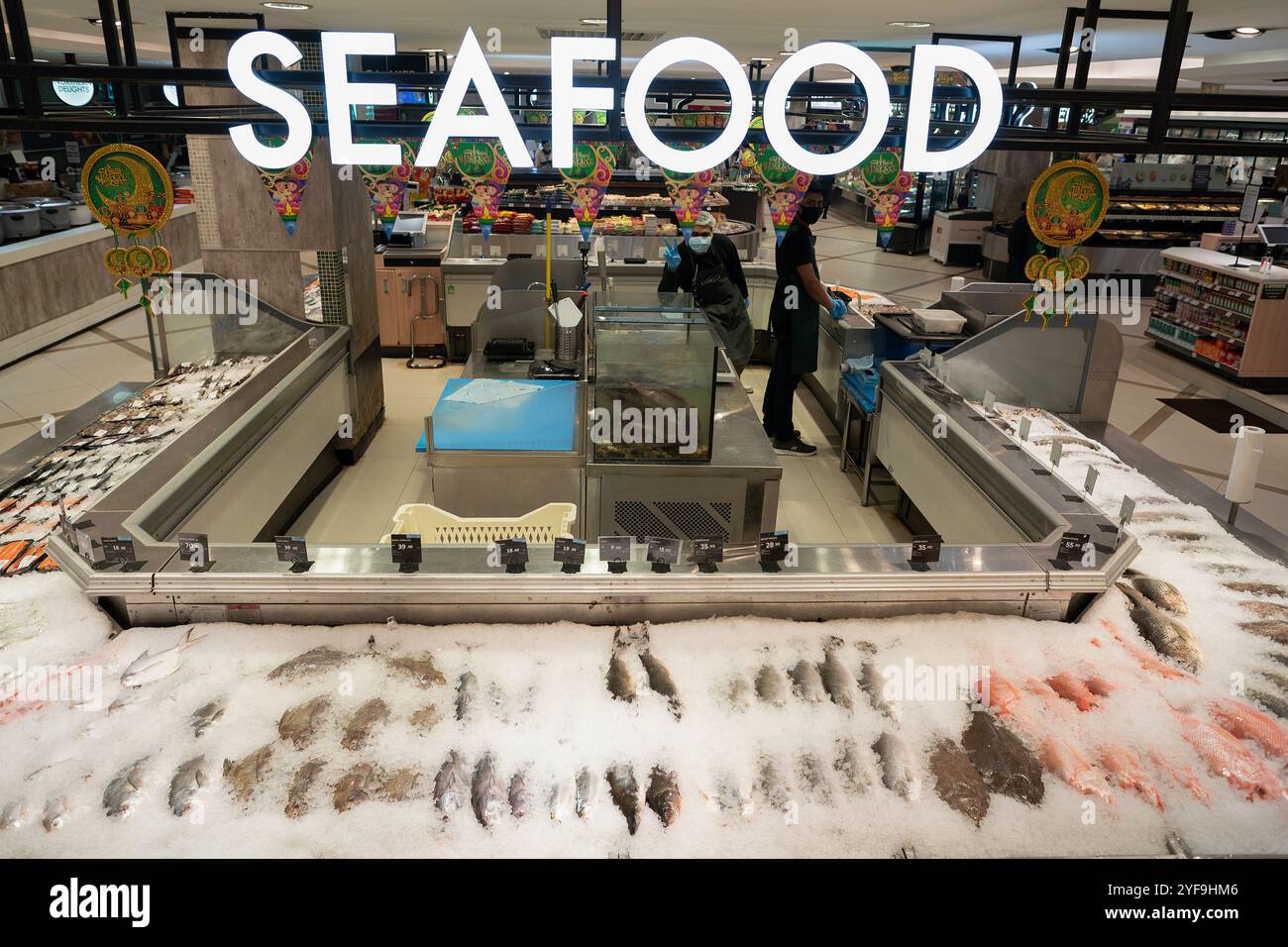 KUALA LUMPUR, MALAYSIA - MARCH 15, 2023: seafood section inside Cold ...
