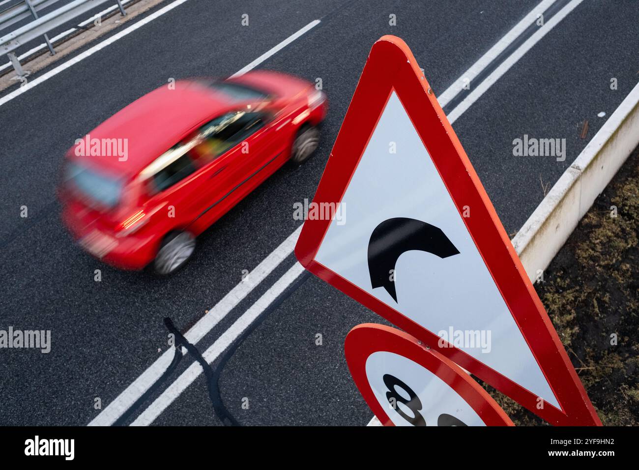 Car moves along highway next hi-res stock photography and images - Alamy