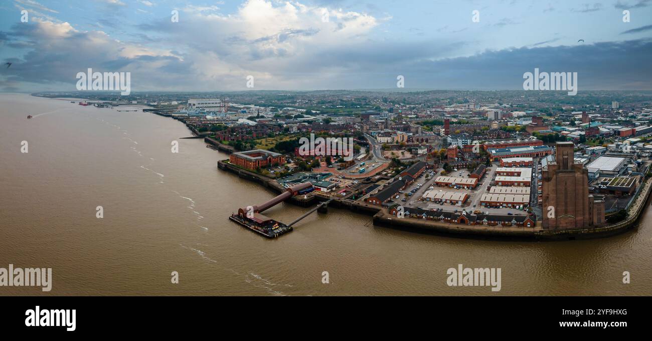 Liverpool, Merseyside, England- September 20th, 2021: Aerial view of ...
