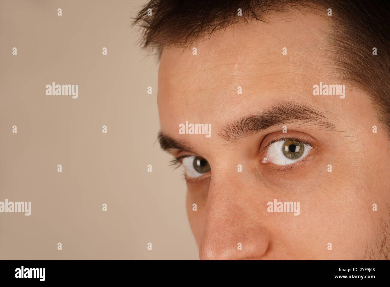 Portrait of bearded man's face. Male expressing his masculinity and ...