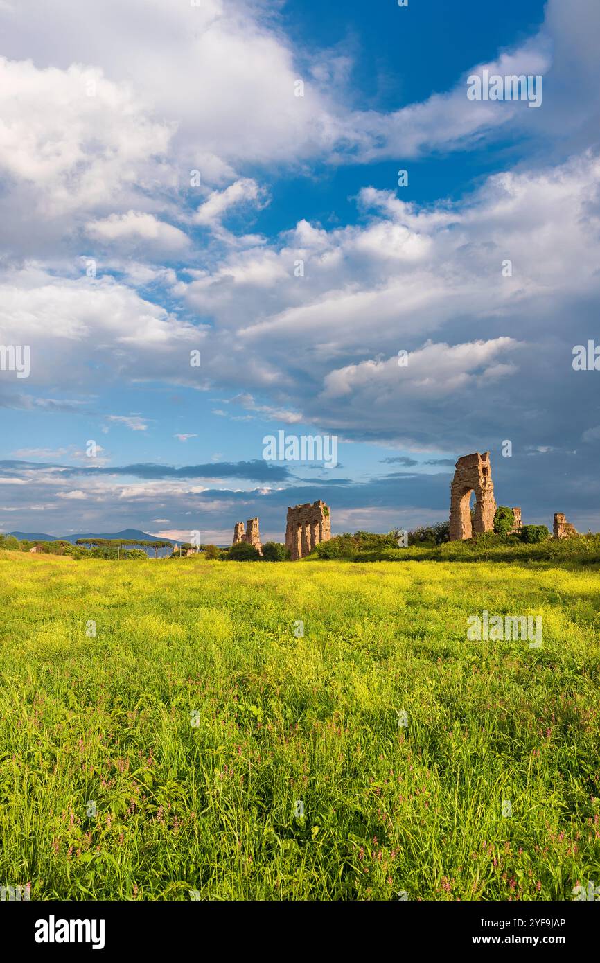 Ancient roman aqueduct ruins in Rome countryside Stock Photo - Alamy