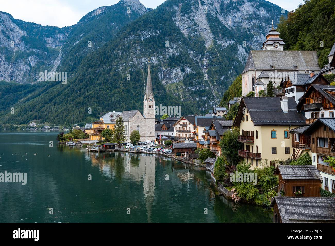 Scenic Postcard View of Hallstatt Mountain Village in Austrian Alps ...
