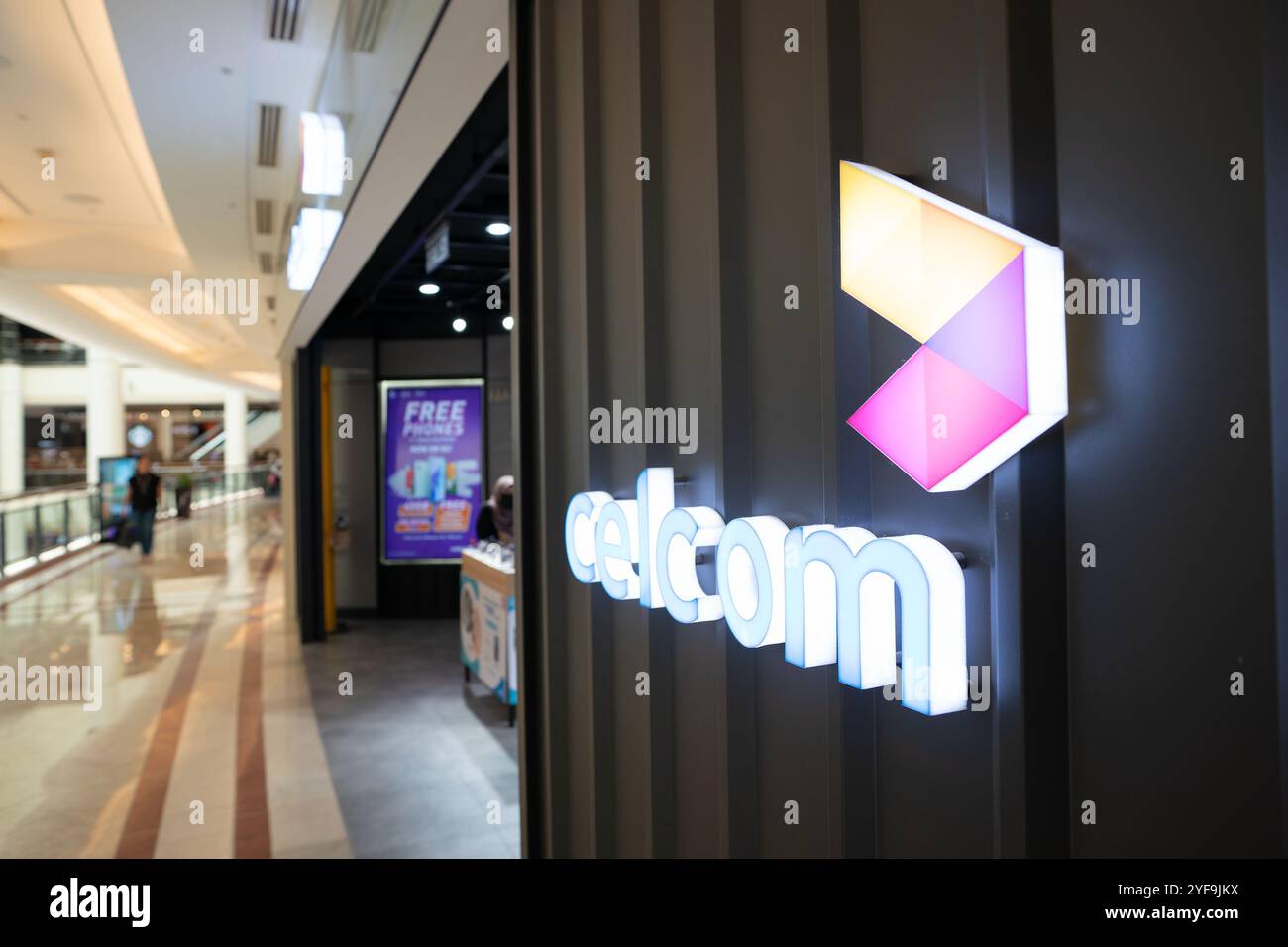 KUALA LUMPUR, MALAYSIA - MARCH 15, 2023: close up shot of Celcom in ...